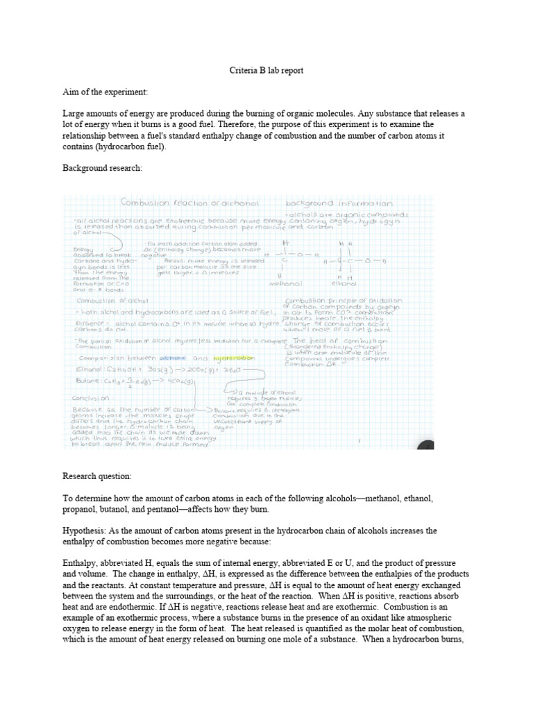 Criteria B Lab Report | PDF | Combustion | Heat