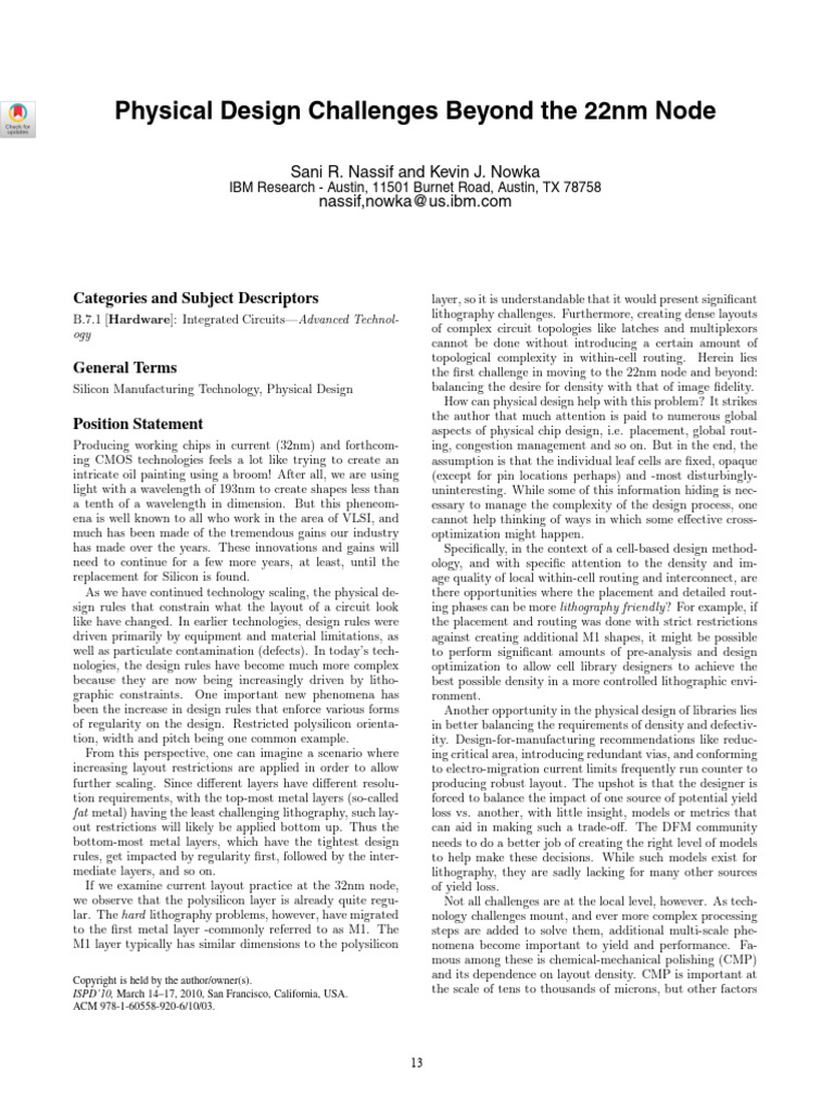 Physical Design Challenges Beyond The 22nm Node | PDF | Semiconductor ...