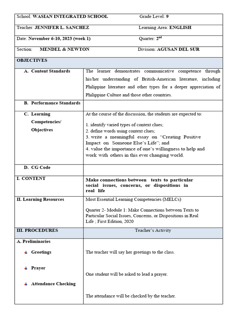 Q2-LP1 | PDF | Learning | Teachers
