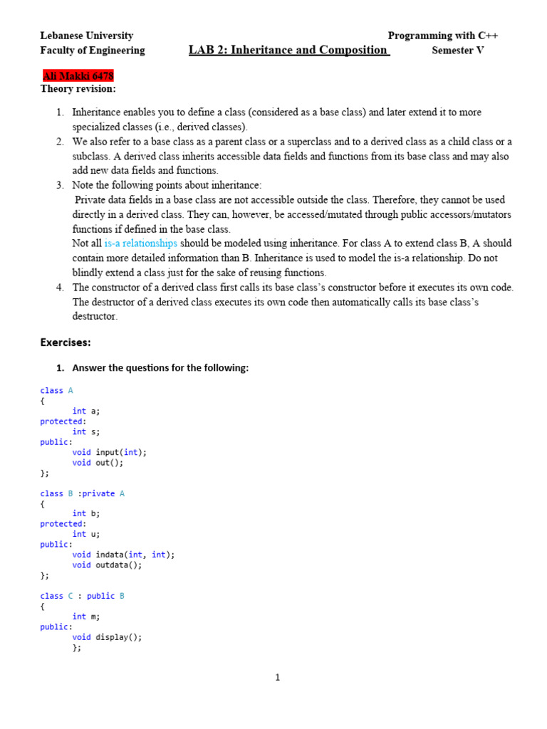 Lab2 - Inheritance and Composition | Download Free PDF | Inheritance ... Lab2 - Inheritance and Composition | Download Free PDF | Inheritance ...