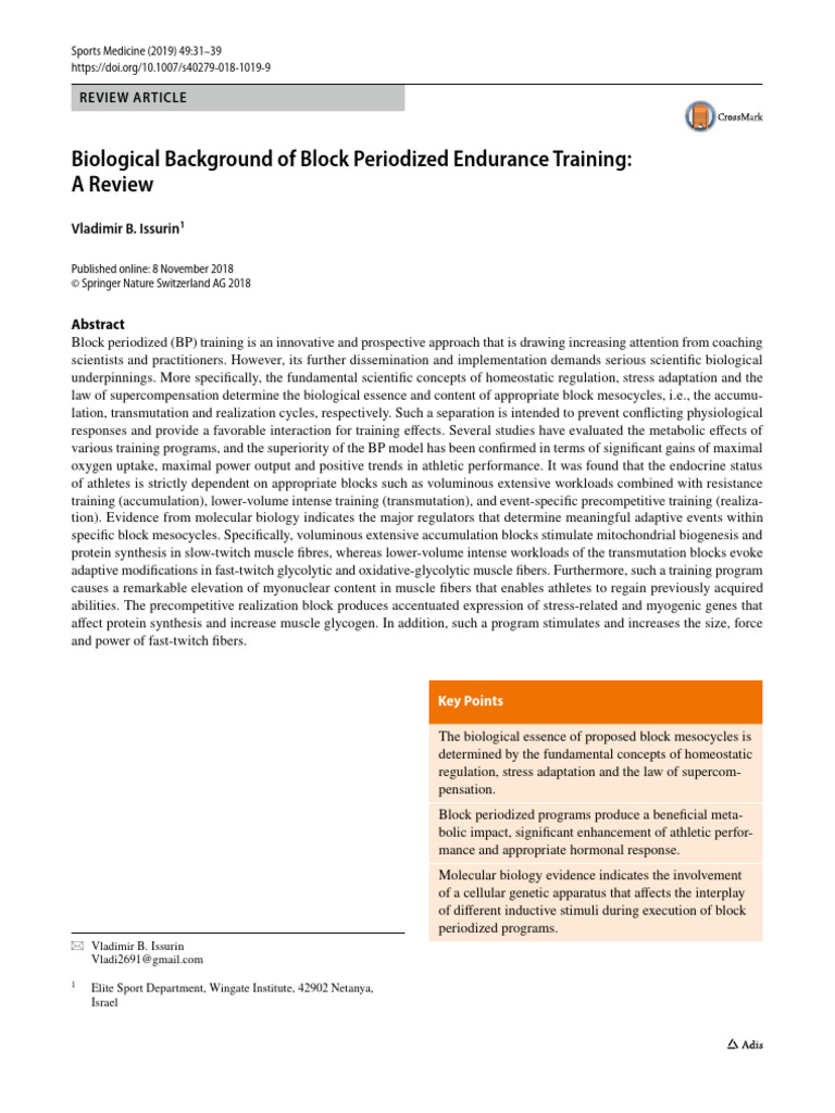 Biological Background of Block Periodized Endurance Training | PDF ...