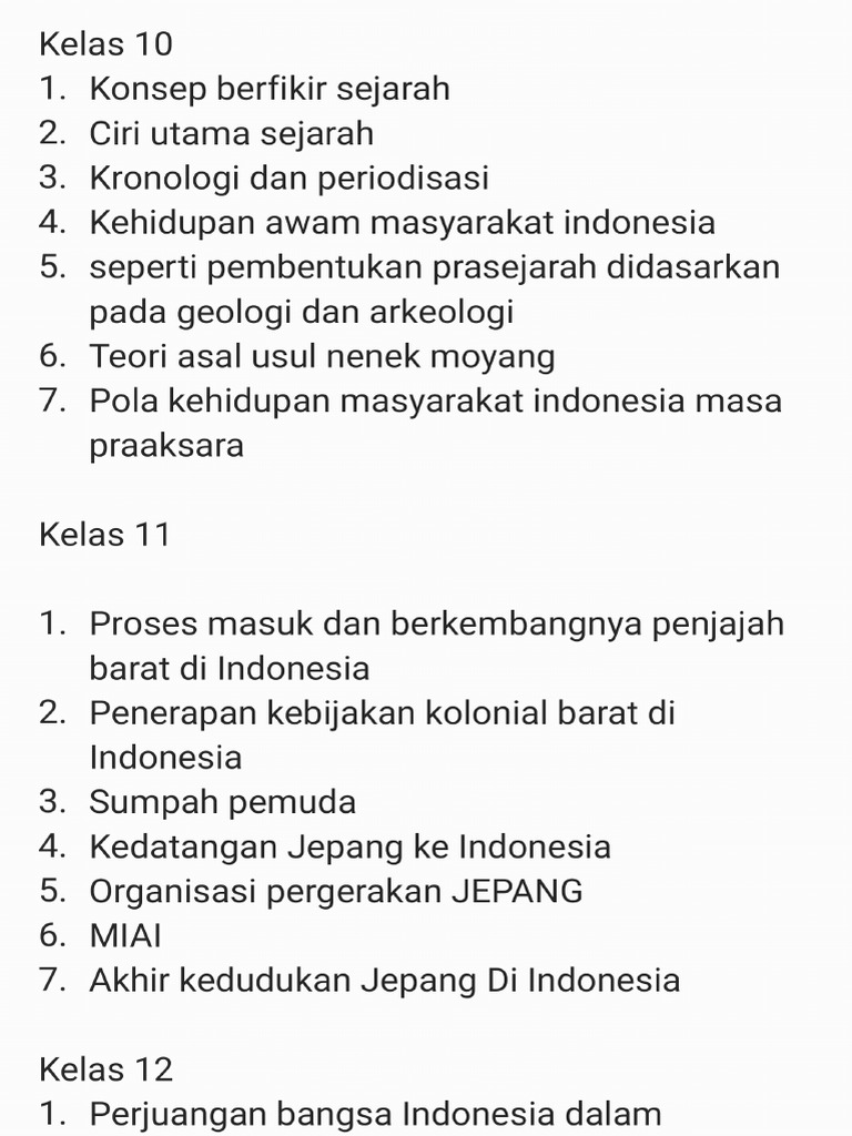 Kisi Kisi Sej Indo - 220221 - 084216 | PDF