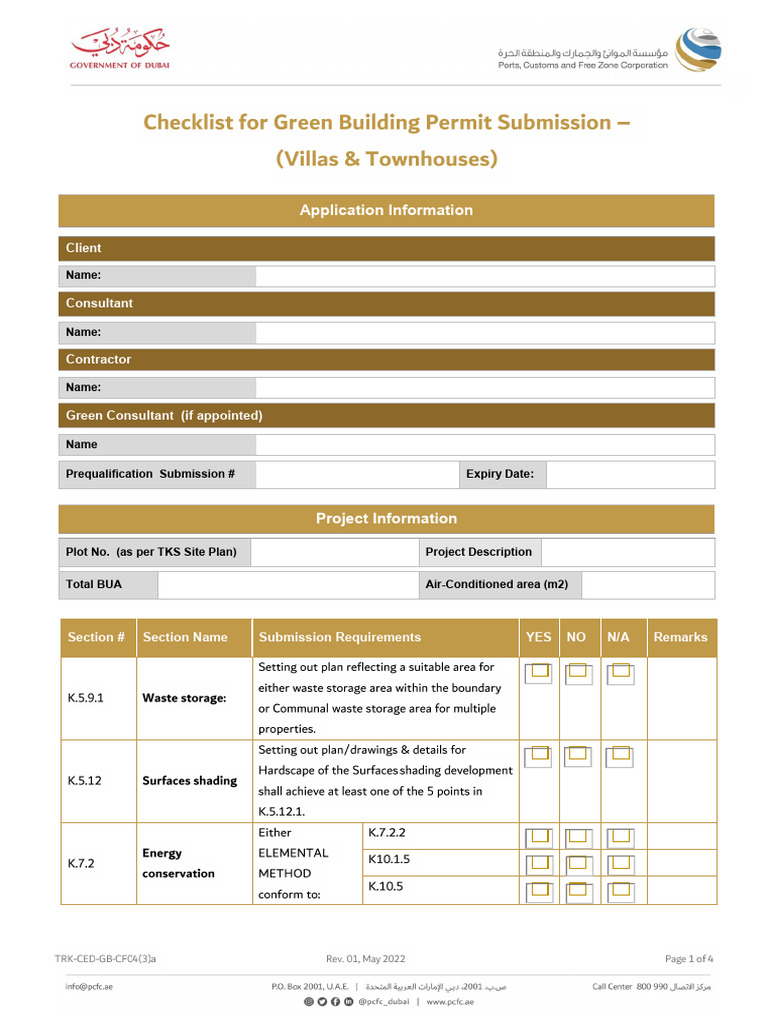 TRK-CED-GB-CF04 (3) A, Checklist For Green Building Permit Submission | PDF