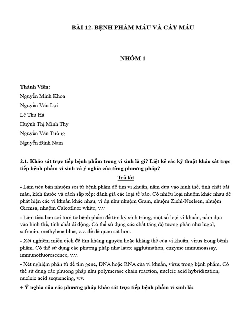 Bài 12 Vi Sinh 2 | PDF