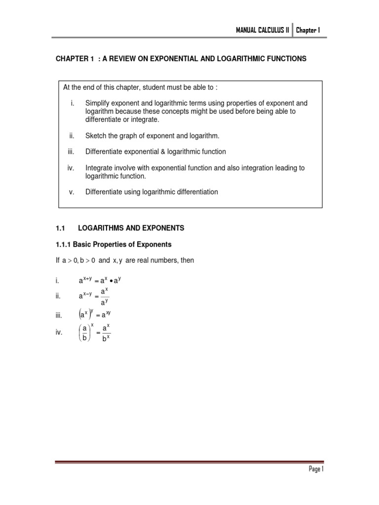 Chapter 1 | PDF | Logarithm | Function (Mathematics)