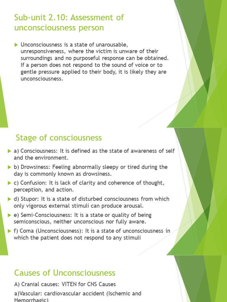 Sub-Unit 2.10 First Aid | PDF | Coma | Clinical Medicine