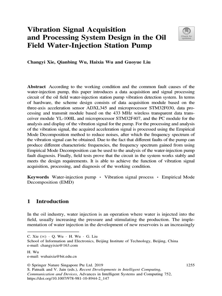 Vibration Signal Acquisition and Processing System Design in The Oil ...
