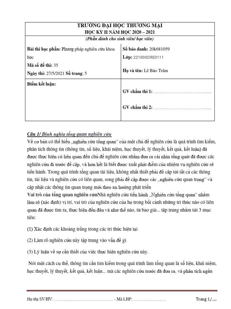 phương pháp nghiên cứu khoa học thi tmu | PDF