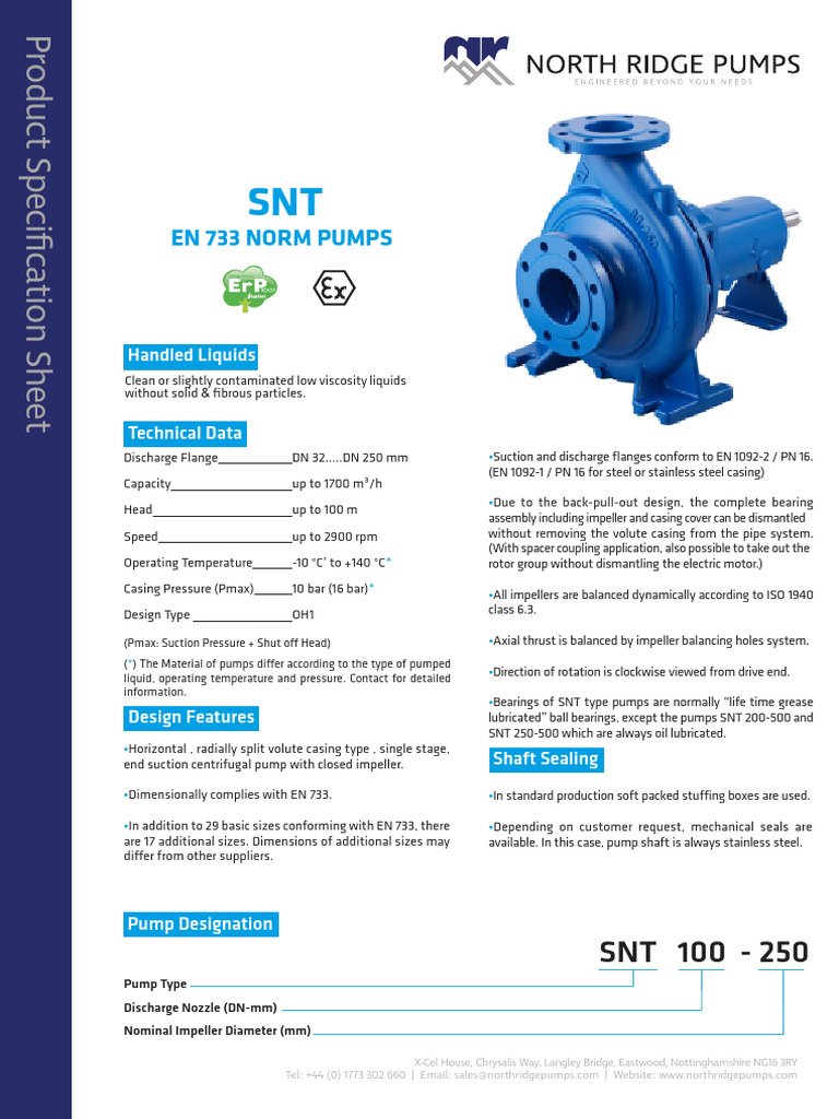 SNT SP Long Coupled Self Priming Centrifugal Pump English | Download Free PDF | Pump | Bearing ...