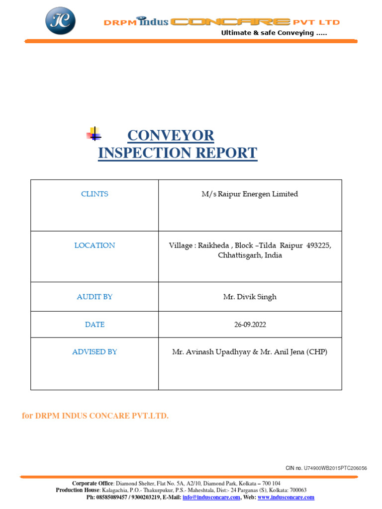 Conveyor Inspection Report - Adani - Conv - 4A | PDF | Manufactured Goods