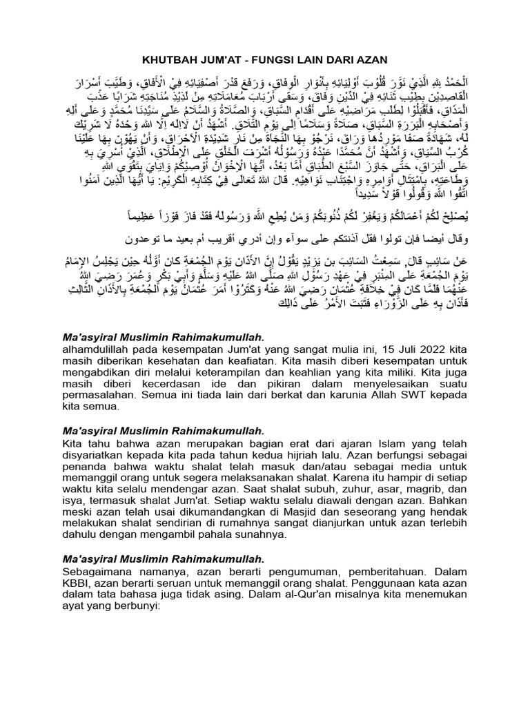 Khutbah Jum | PDF