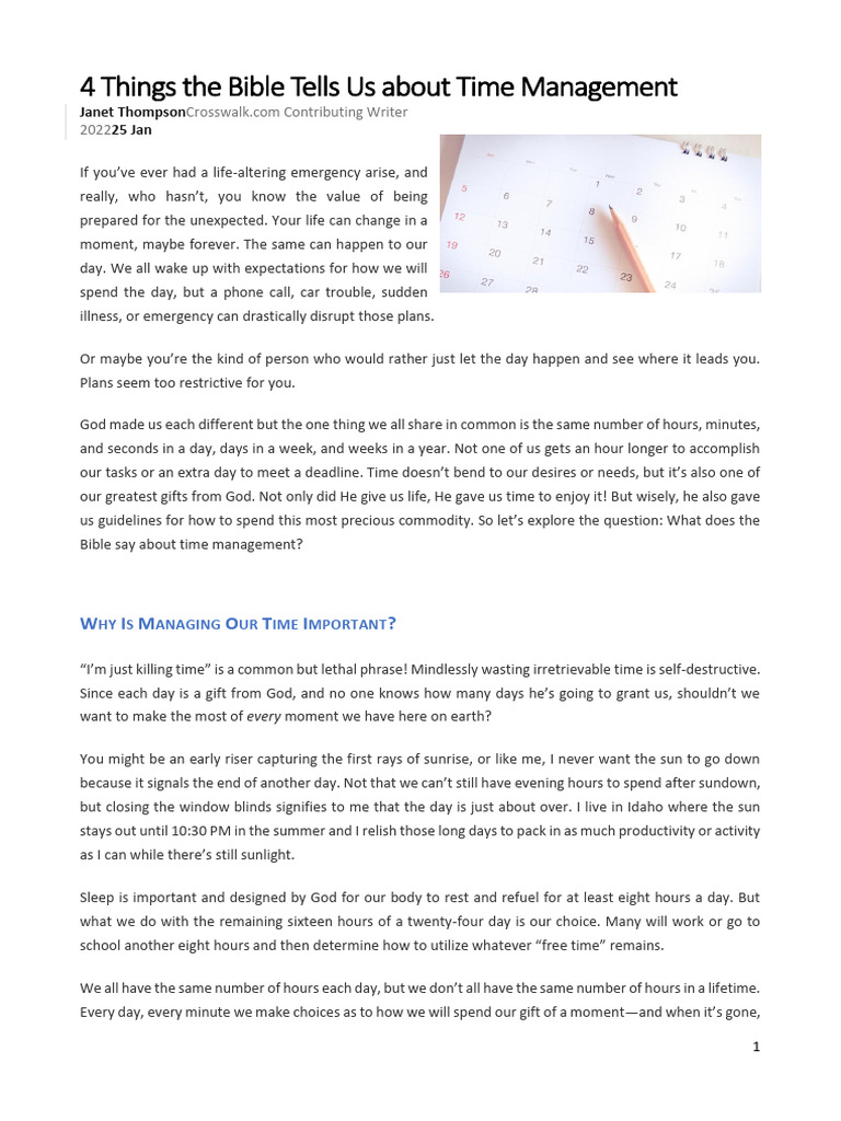 D1.2 Four Things The Bible Tells Us About Time Management | PDF | Glory ...
