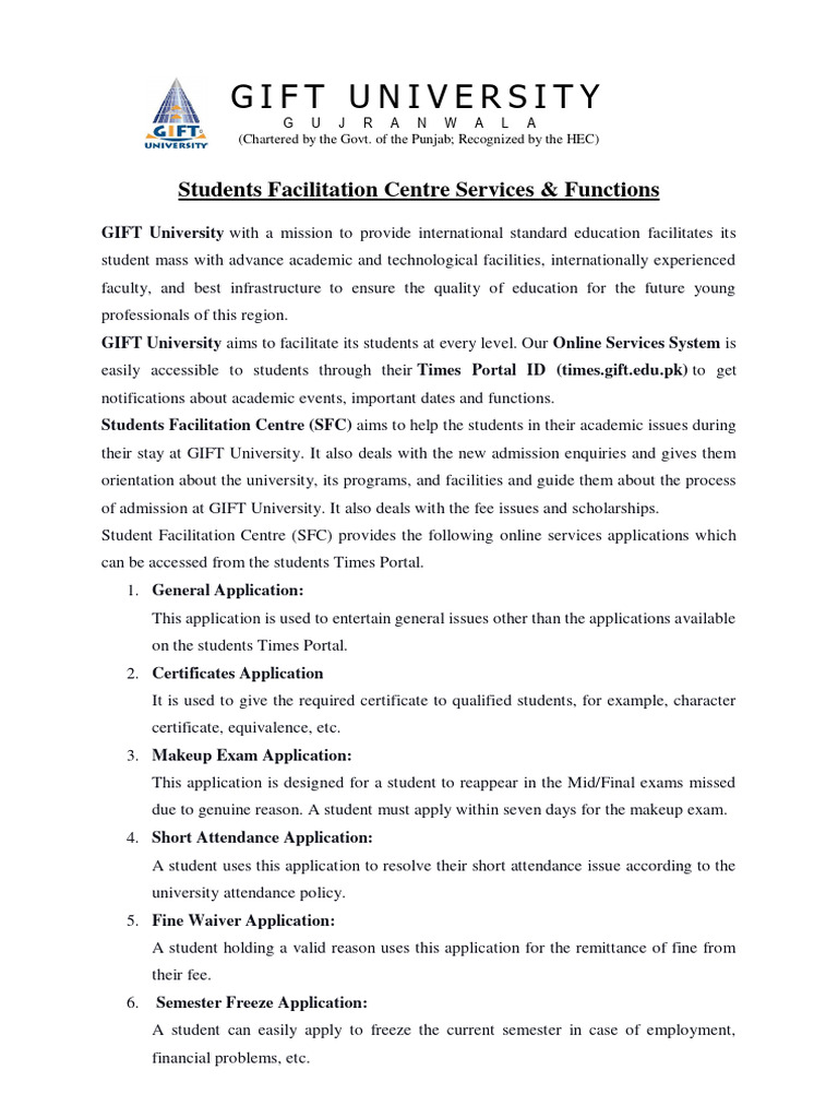 SFC Services & Functions | PDF | University