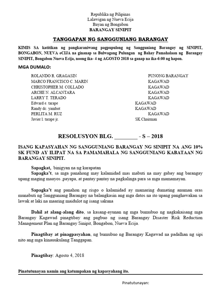 Resolusyon BDRRMC | PDF