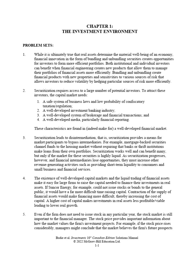 Bodie10ce SM Ch01 | PDF | Investing | Stocks