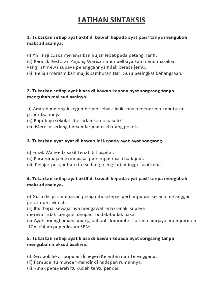 LATIHAN SINTAKSIS | PDF