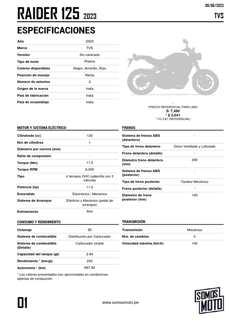 Raider 125 2023 - Tvs 08 05 2023 | PDF | Carburador | Vehículos de ruedas Raider 125 2023 - Tvs 08 05 2023 | PDF | Carburador | Vehículos de ruedas