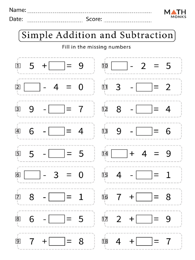 1st Grade Addition and Subtraction Worksheets | PDF
