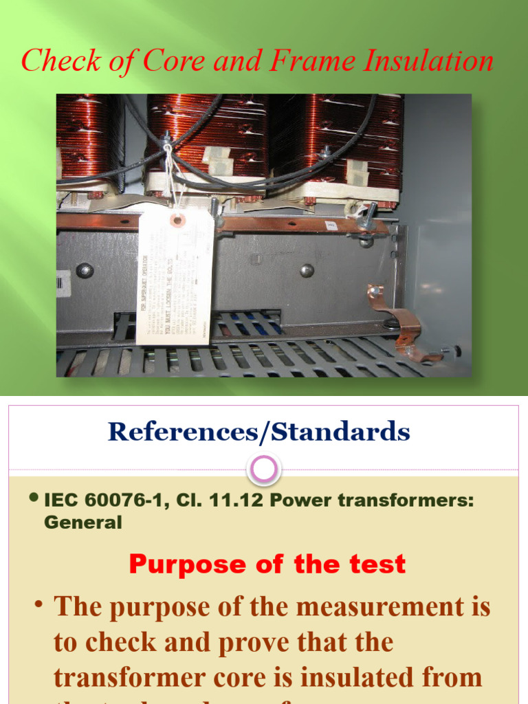 Core and Frame Insulation Testing | PDF | Science & Mathematics