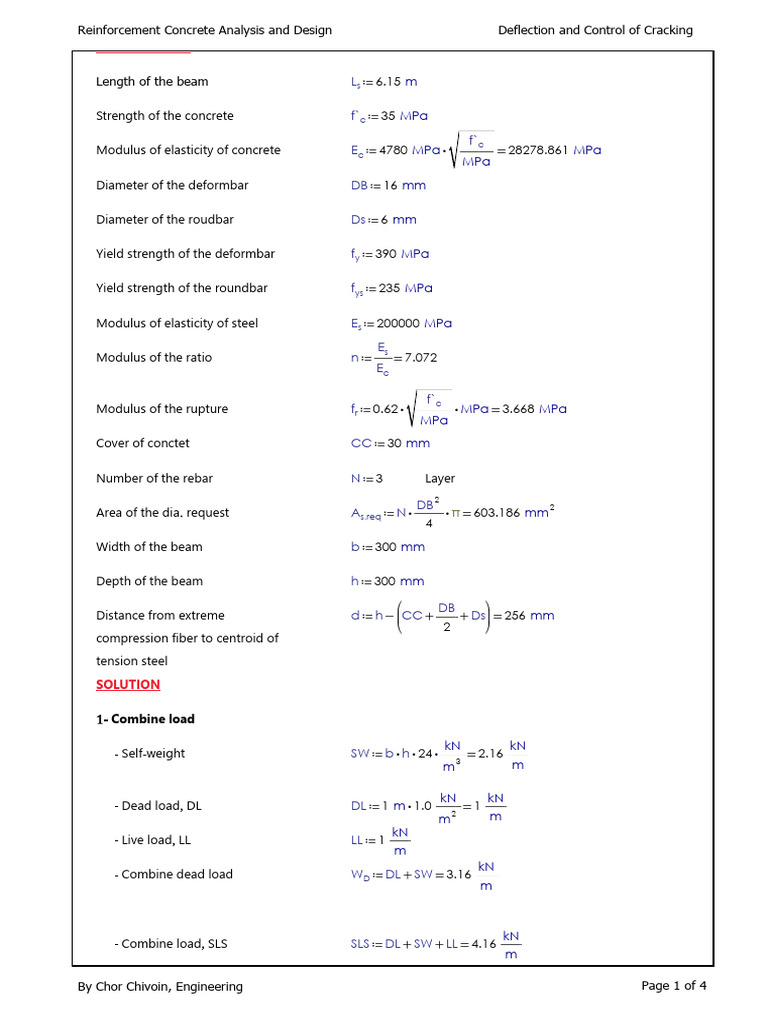 Example of the check deflection of RC beam | PDF | Young's Modulus ...