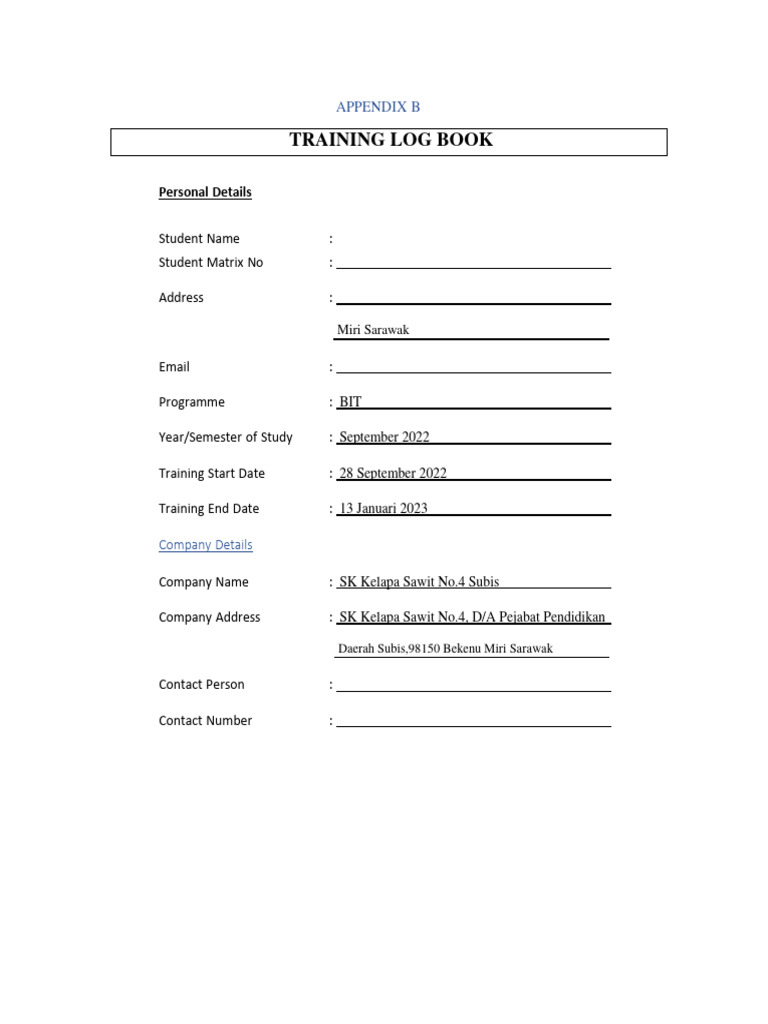 SAMPLE 2 - Log Book | PDF