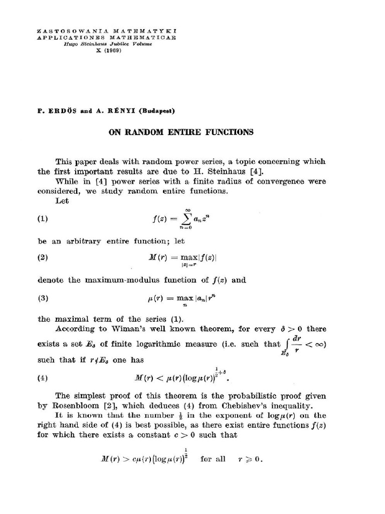 1969 04erdos | PDF | Power Series | Function (Mathematics)