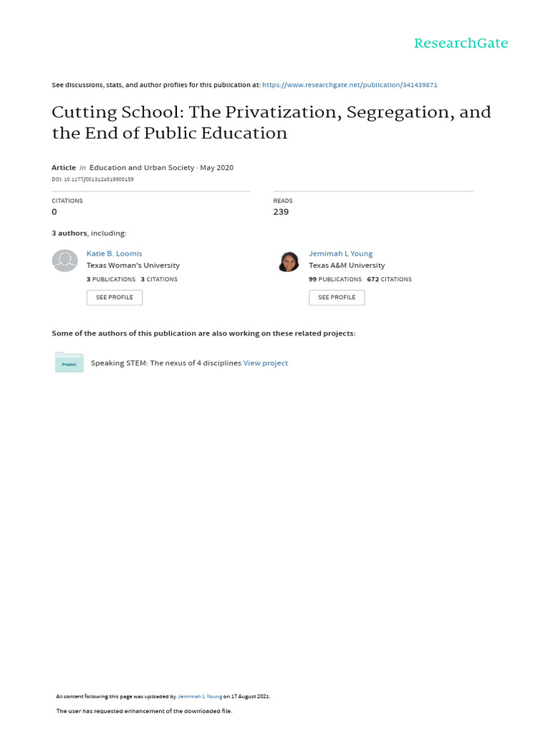 Cutting School: The Privatization, Segregation, and The End of Public ...