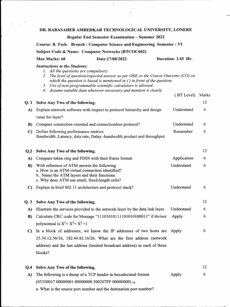 Computer 17 Aug 2022 Sem VI | PDF