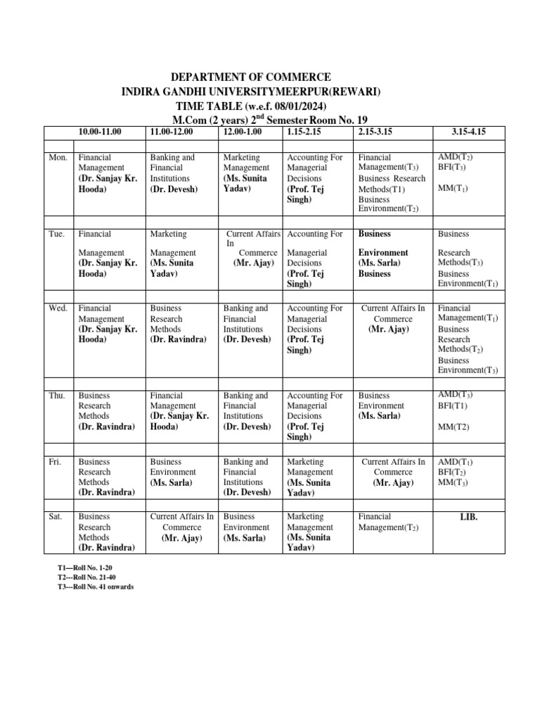2023-24 Even Semester Time Table First Draft | PDF | Economies | Business