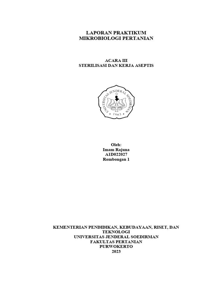 Laporan Praktikum Mikrobiologi Pertanian Acara 3 | PDF | Sains & Matematika