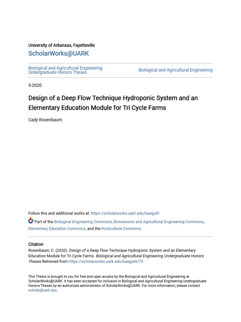 Design of a Deep Flow Technique Hydroponic System and an Elementa | PDF ...