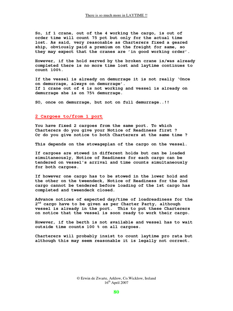 A Laymans Guide To Laytime-9 | PDF | Cargo | Shipping