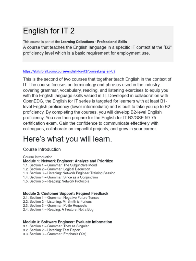 English For IT 2 | PDF | English Language | Preposition And Postposition
