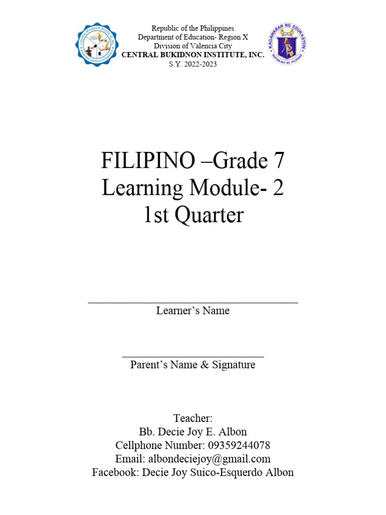 Filipino7 Q1M2 | PDF