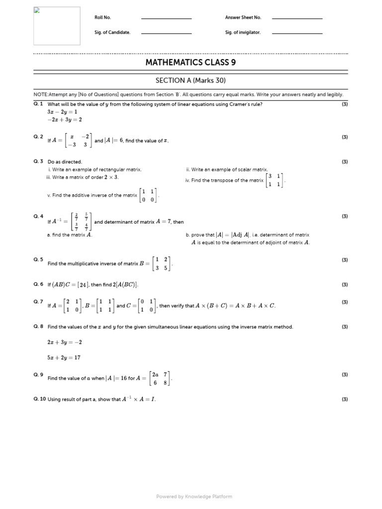 Matrix Pdf Matrix Mathematics Determinant