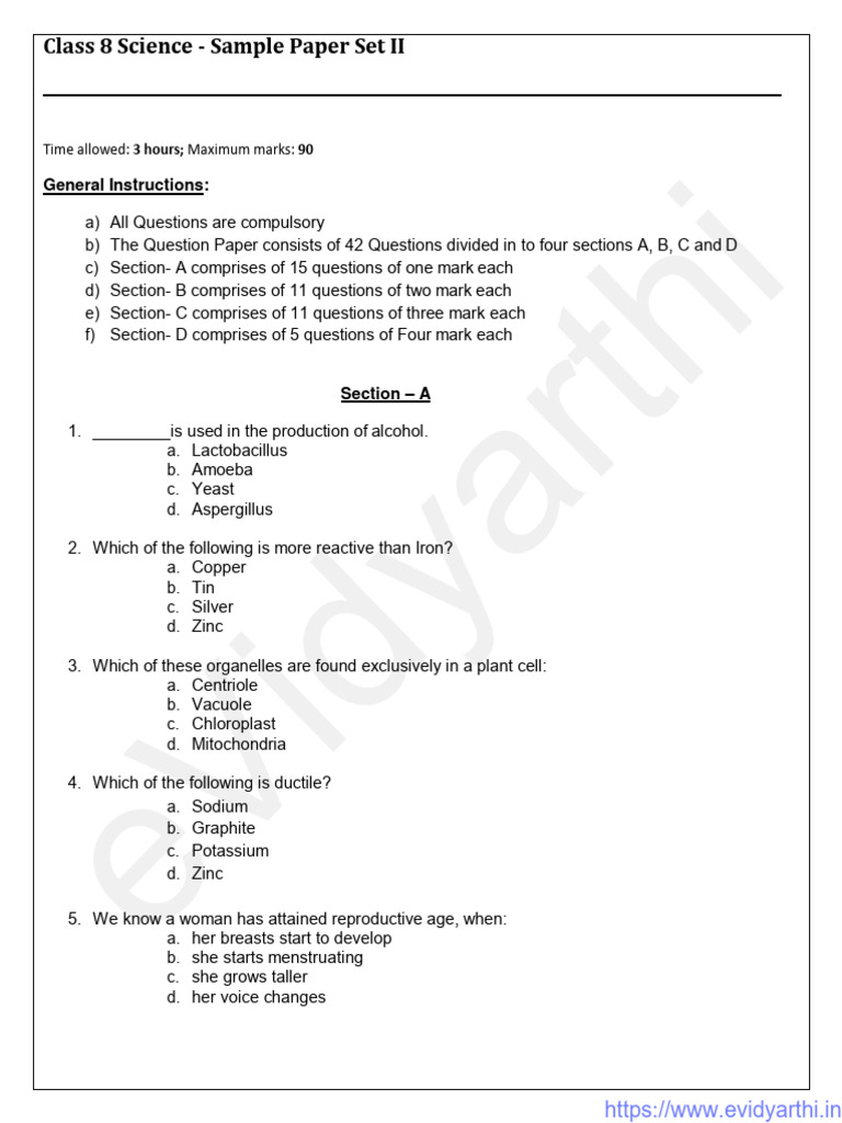 Science Sample Paper 6 | PDF | Microorganism | Nature