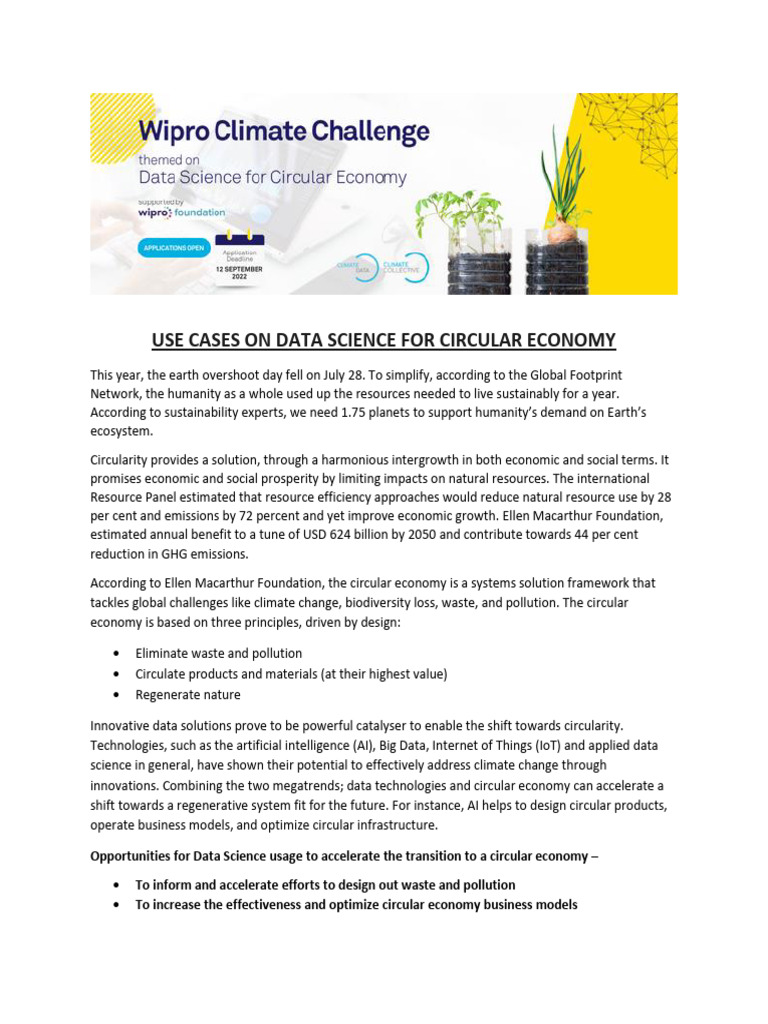 CCF - Wipro Climate Challenge - Use Cases - Ver 2 | PDF | Internet Of ...