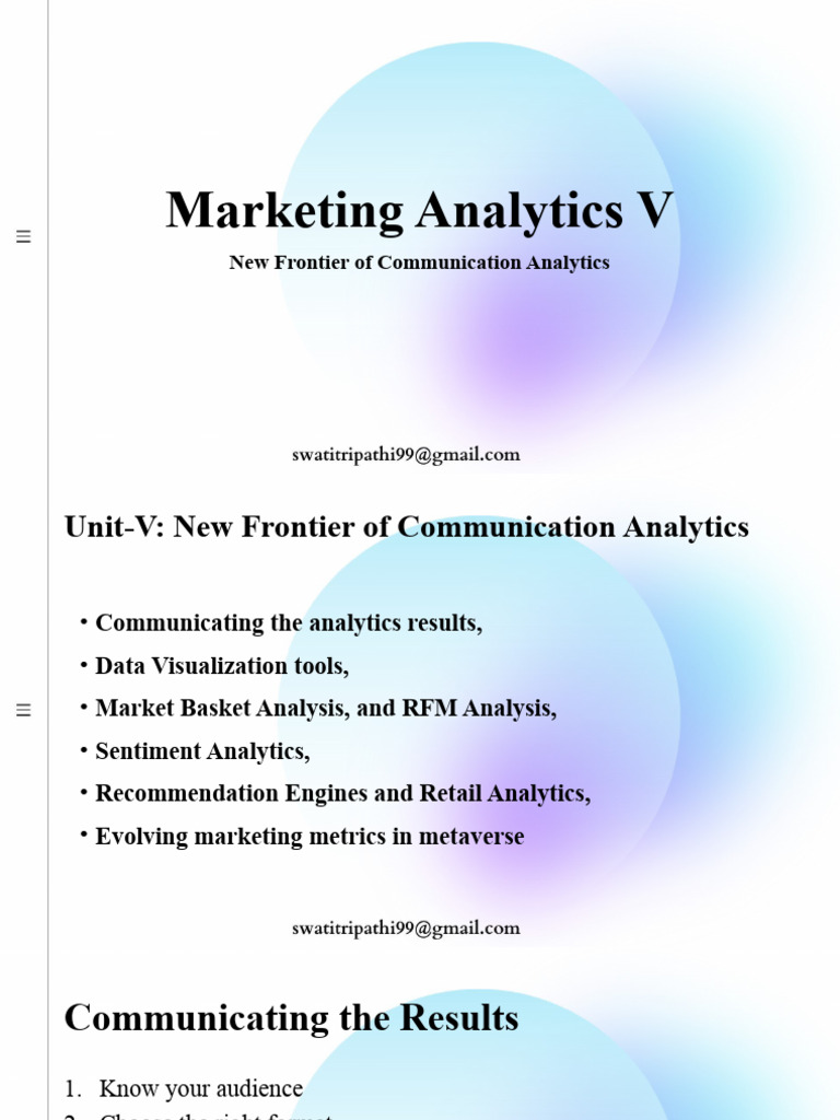 Marketing Analytics: Key Techniques and Tools | PDF | Analytics | Data