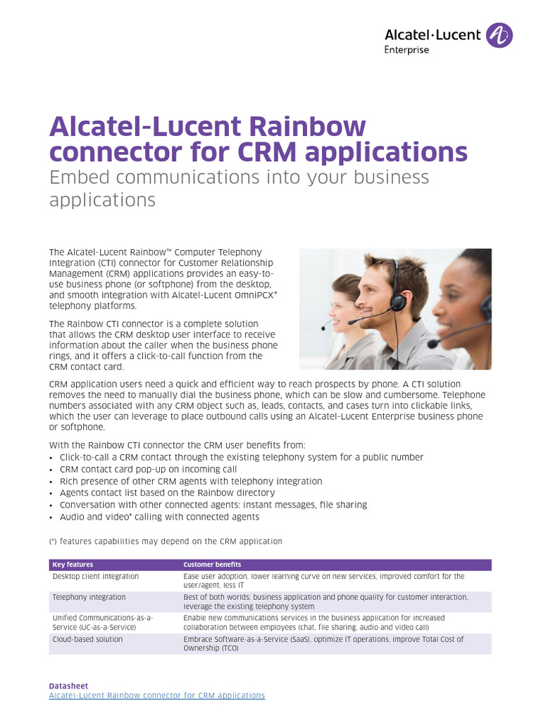 Rainbow Connectors CRM Datasheet en | PDF | Customer Relationship ...
