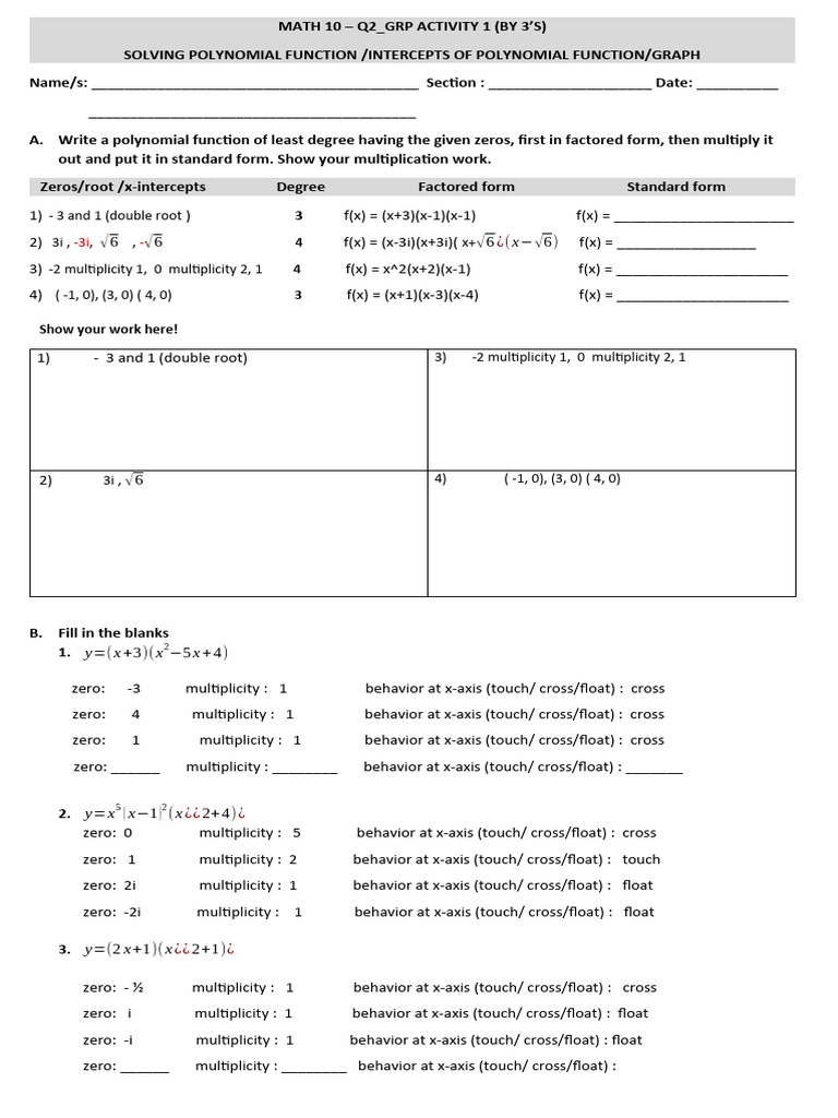 Q2 - Pair Activity 2 - Set B | PDF | Zero Of A Function | Mathematics