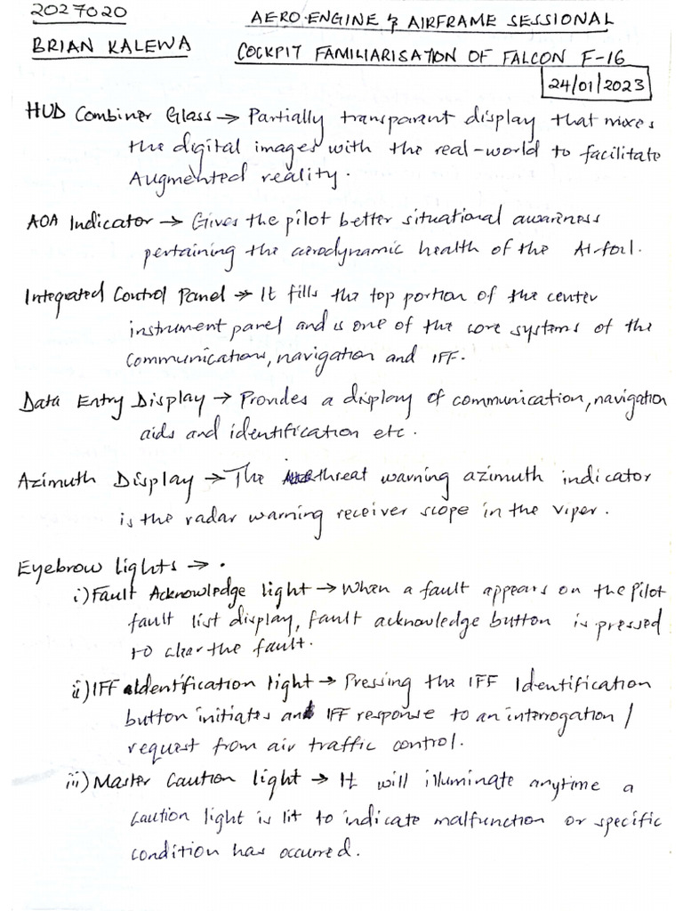 Cockpit Familiarisation - Aero Engine and Airframe Sessional | PDF