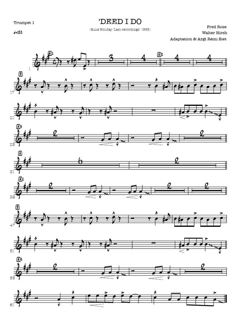 Deed I Do BB - Trumpet 1 | PDF