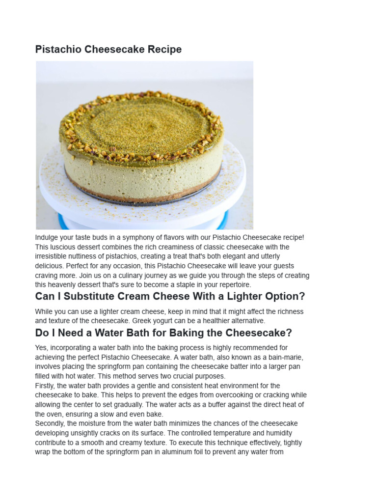 Cheesecake Pistachio | PDF | Cheesecake | Refrigerator