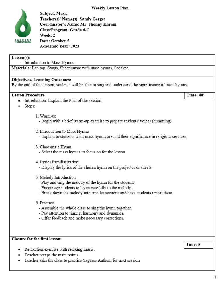 Grade 6-C Week 2 Lesson Plan | PDF | Lesson Plan | Behavior Modification