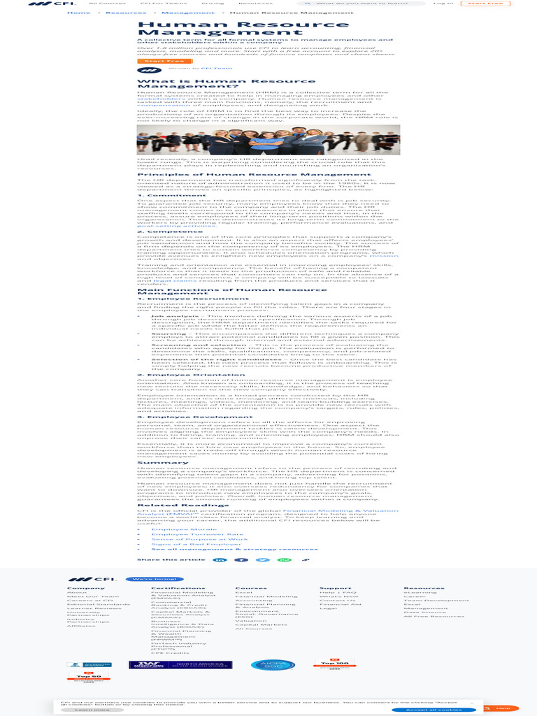 Human Resource Management - Overview, Principles and Functions | PDF ...