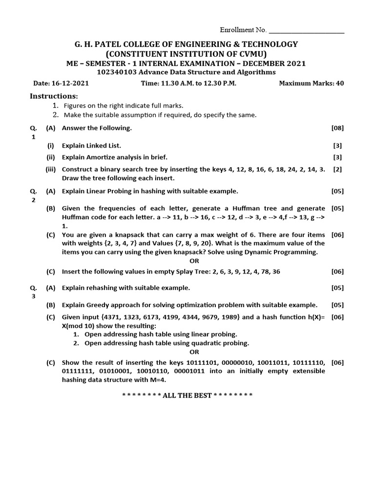 CVMU - FET - PG Mid Semester Exam Paper 2021 | PDF | Mathematical Logic ...