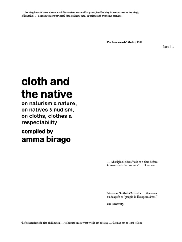 Cloth and The Native | PDF | Nudity | Clothing