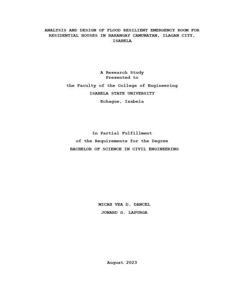 Analysis and Design of Flood Emergency Room Final Paper 2 | Download ...