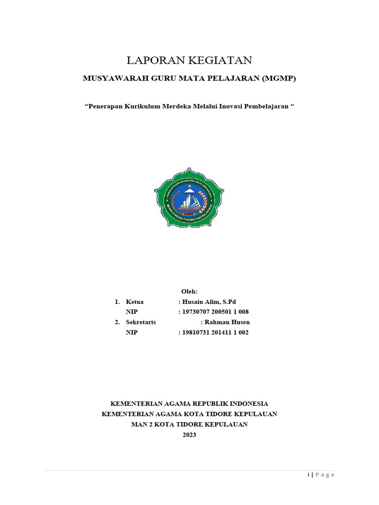 Laporan Kegiatan MGMP | PDF | Seni