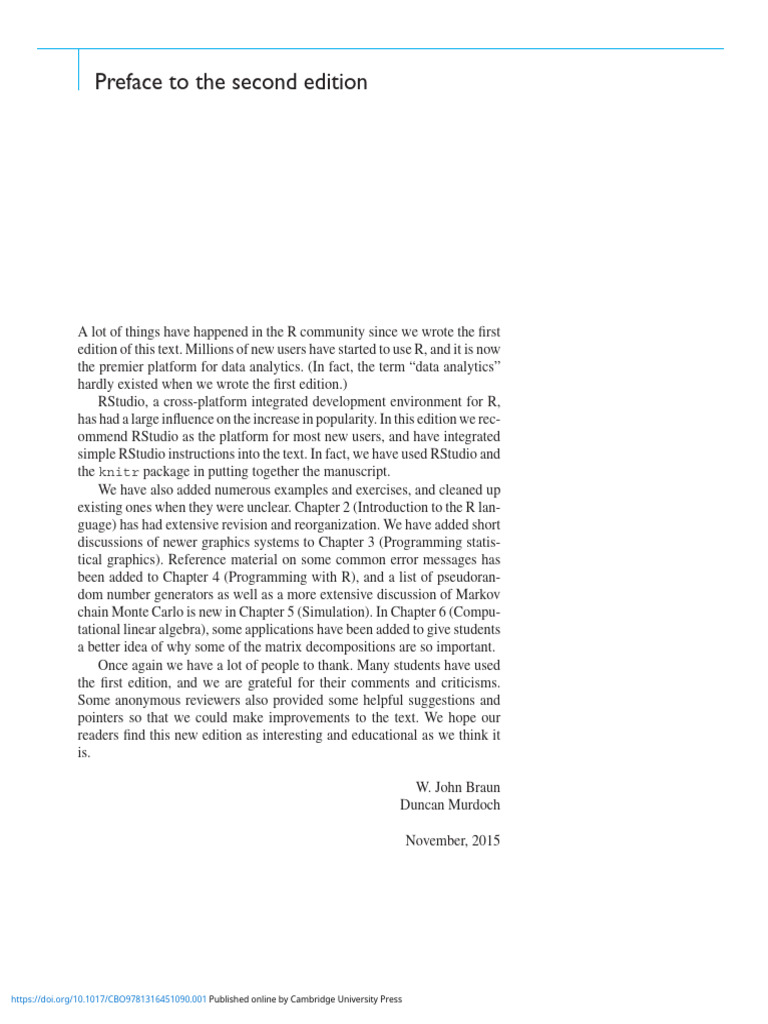 R Programming: Second Edition Preface | PDF | Computing | Computer Science